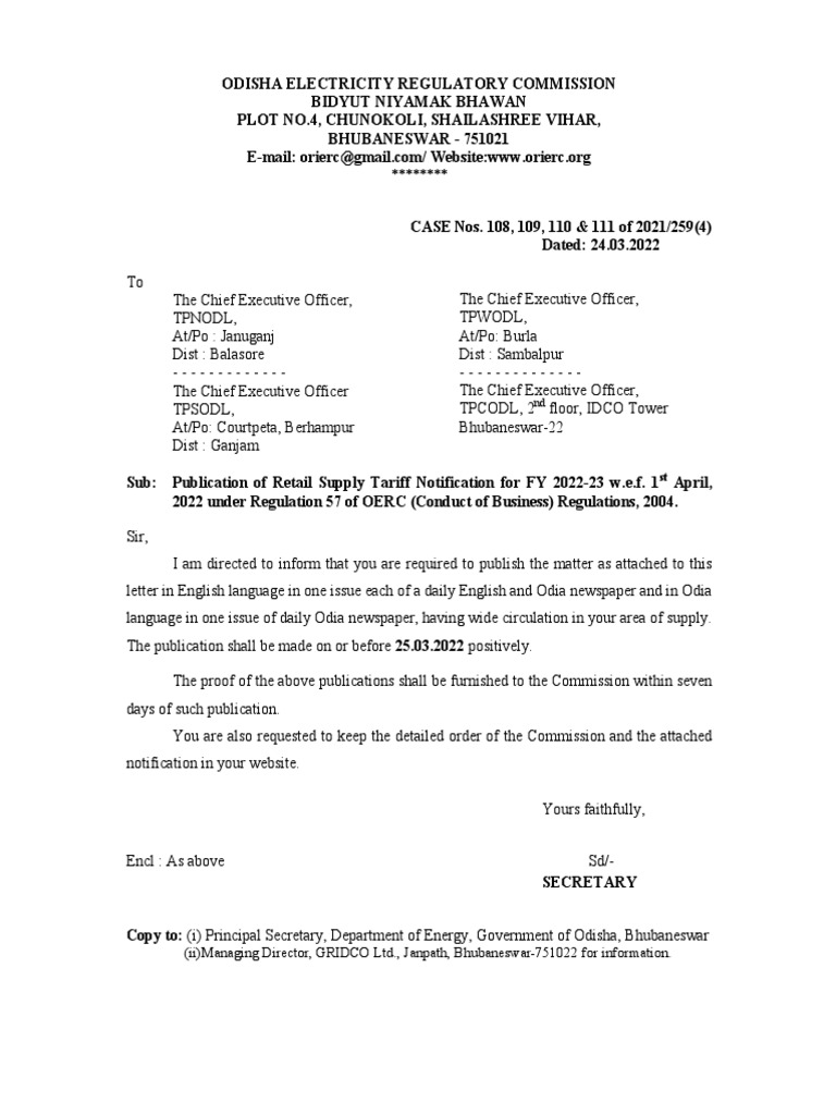 TPCODL Tariff Notification 2022-23 | PDF | Rebate (Marketing) | Taxes