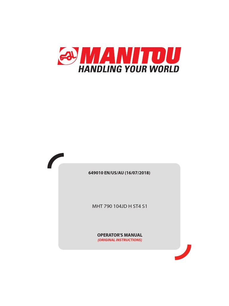 Manitou Mht-790 Manual | PDF | Semi Trailer Truck | Tractor