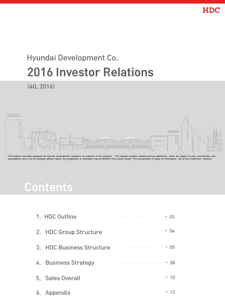 (HDC) 2016 4Q IR Report (EN) | PDF | Economies | Business