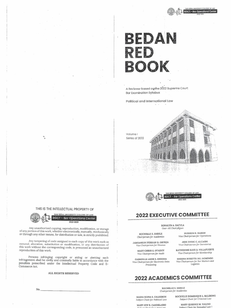 2022 Bedan Red Book - Political and International Law | PDF
