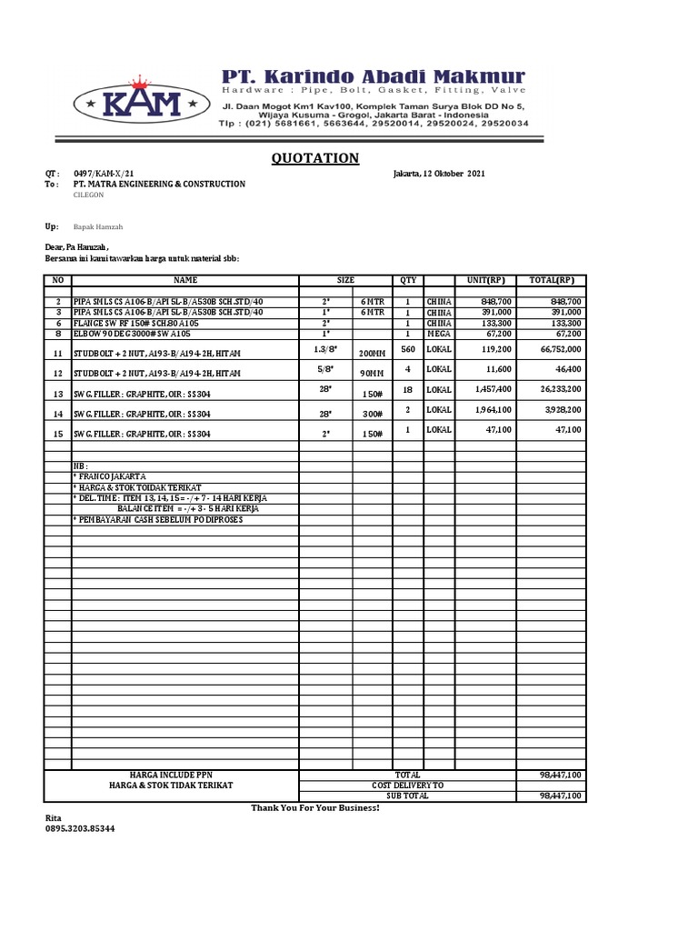 0497 - Pt. Matra Engineering & Construction | PDF