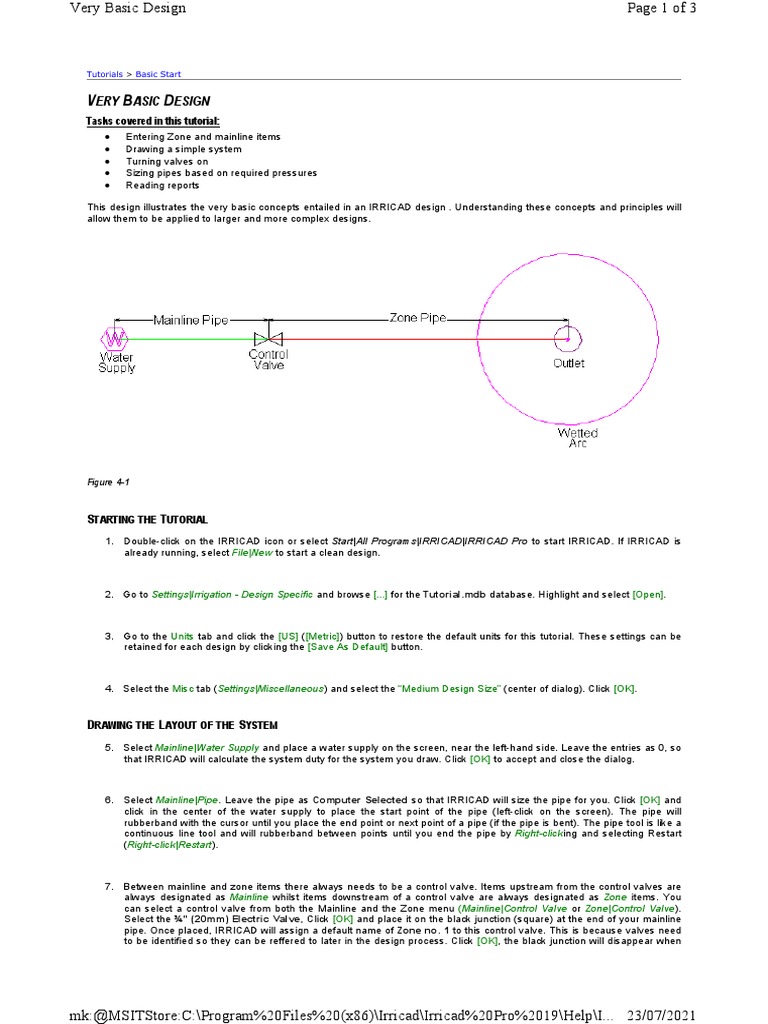 Irricad - Basic Design Steps | PDF | Valve | Fire Sprinkler System