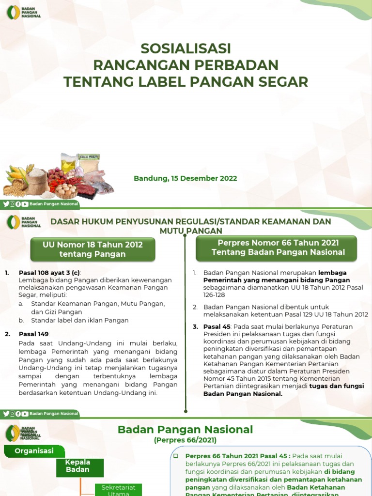 Sosialisasi Rancangan Perbadan TTG Label Pangan Segar - Direktur PSKMP ...