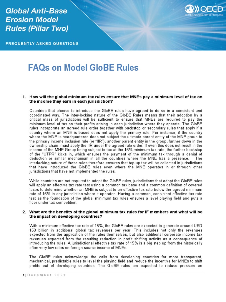 pillar-two-model-GloBE-rules-faqs | PDF | Deferred Tax | Taxes