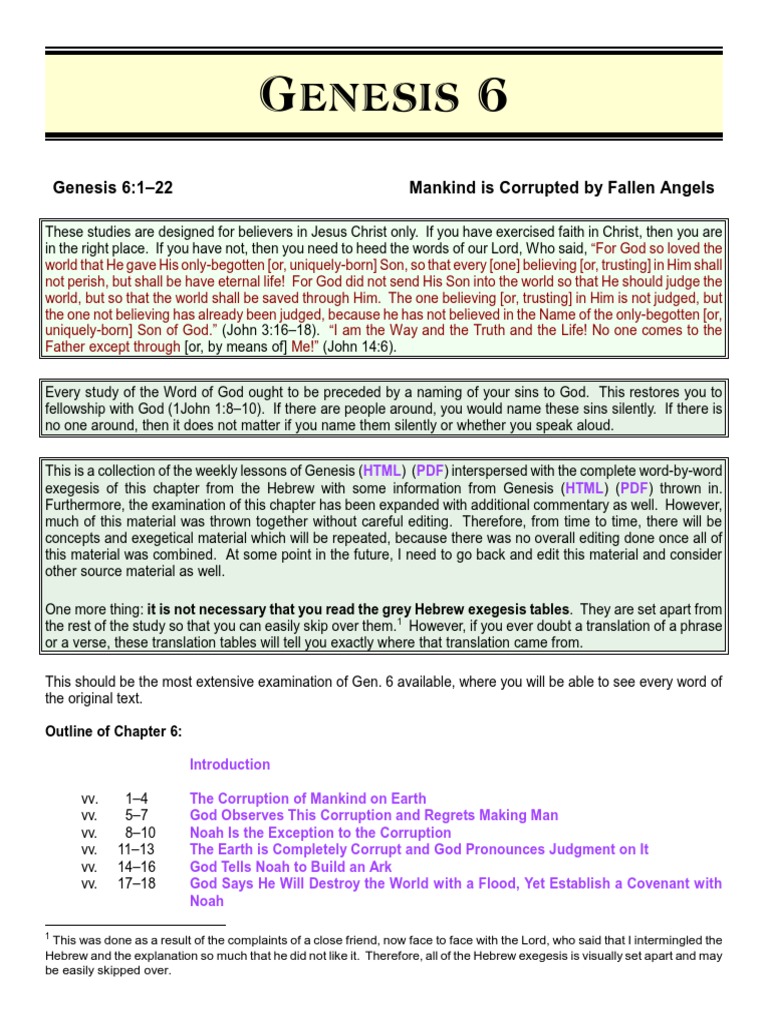 Genesis 6 | PDF | Septuagint | Book Of Genesis