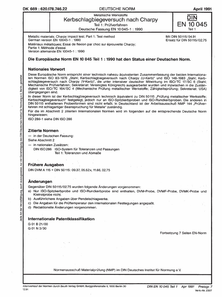 Din en 10045-1-1991-04 | PDF