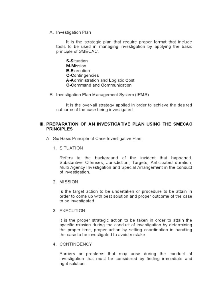 Investigative Plan Template | PDF | Strategic Planning | Logistics