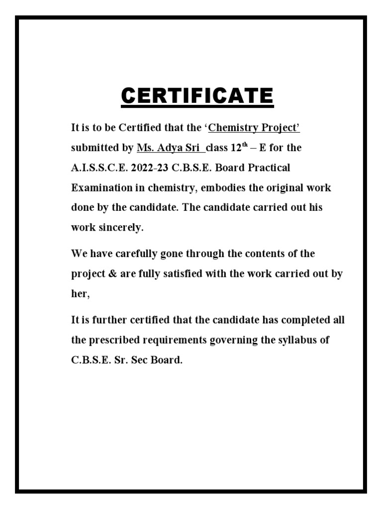 Adya Chem Certificate | PDF Adya Chem Certificate | PDF
