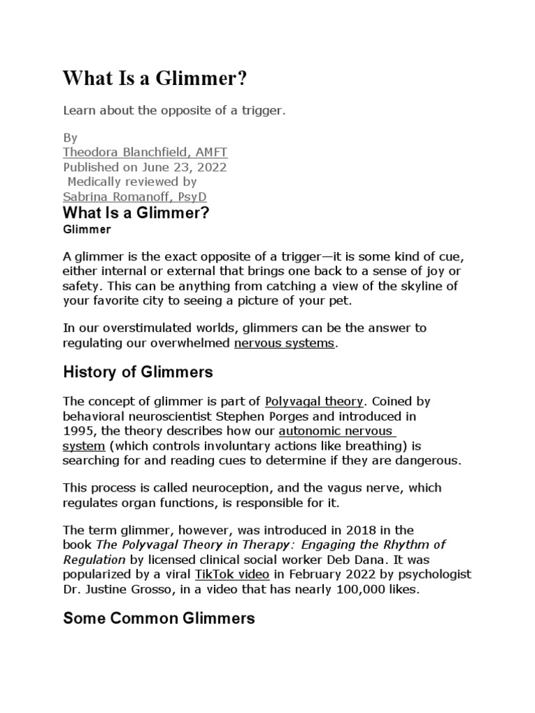 Understanding Triggers and Glimmers: How Identifying Moments of Safety ...