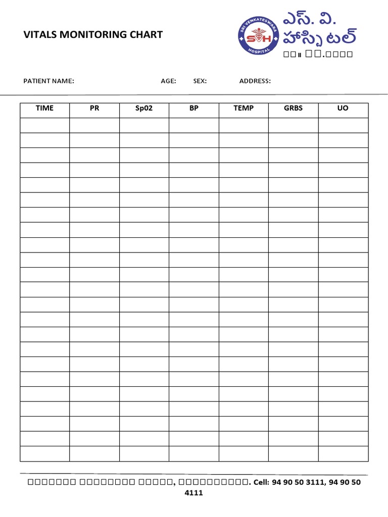 Vital Monitoring Chart | PDF