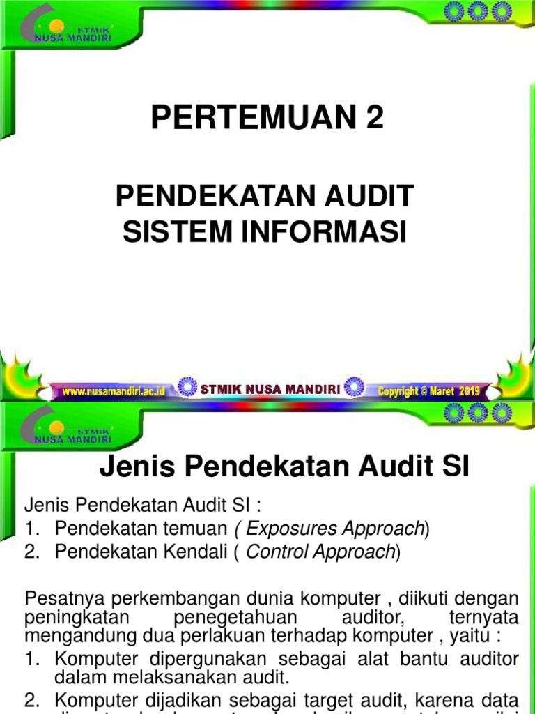Pertemuan 2: Pendekatan Audit Sistem Informasi | PDF
