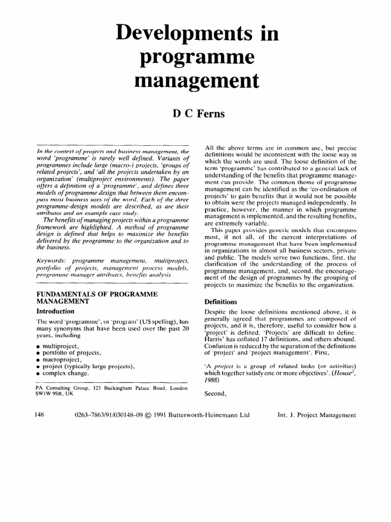 Understanding Programme Management Models | PDF | Top Down And Bottom ...