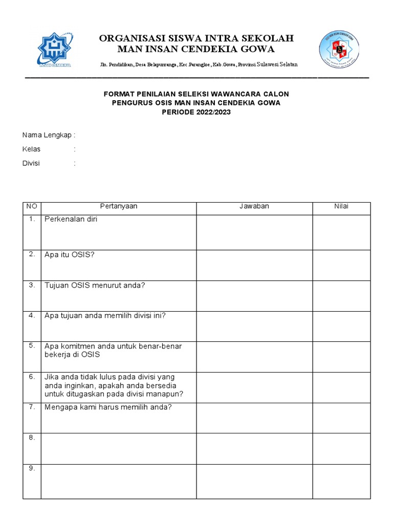 Format Penilaian | PDF