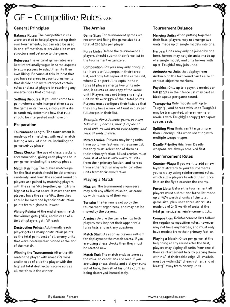 GF - Competitive Rules v2.6 | PDF | Tournament | Gaming