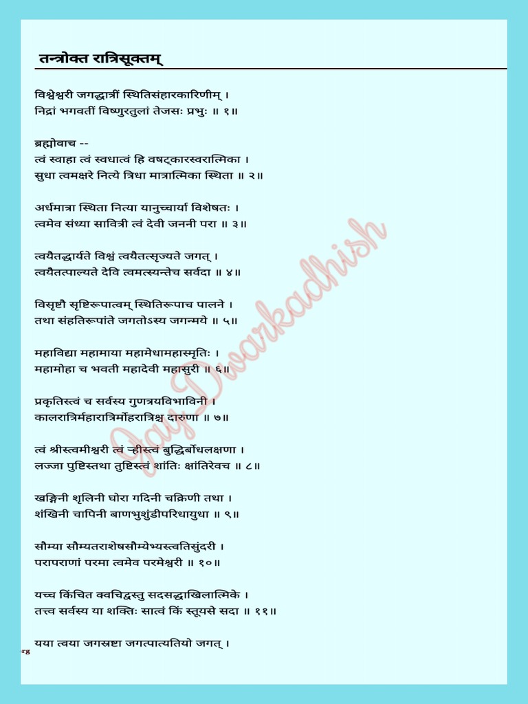 64 तंत्रोक्त रात्रि सूक्तम् | PDF