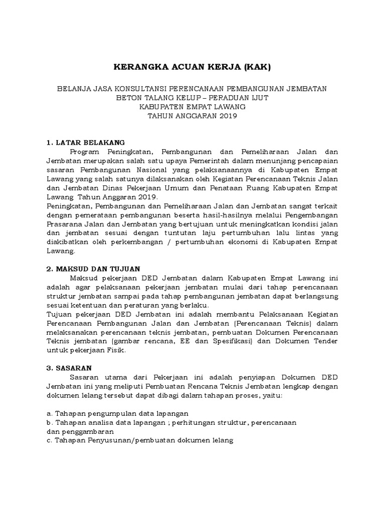 Kerangka Acuan Kerja Jembatan | PDF