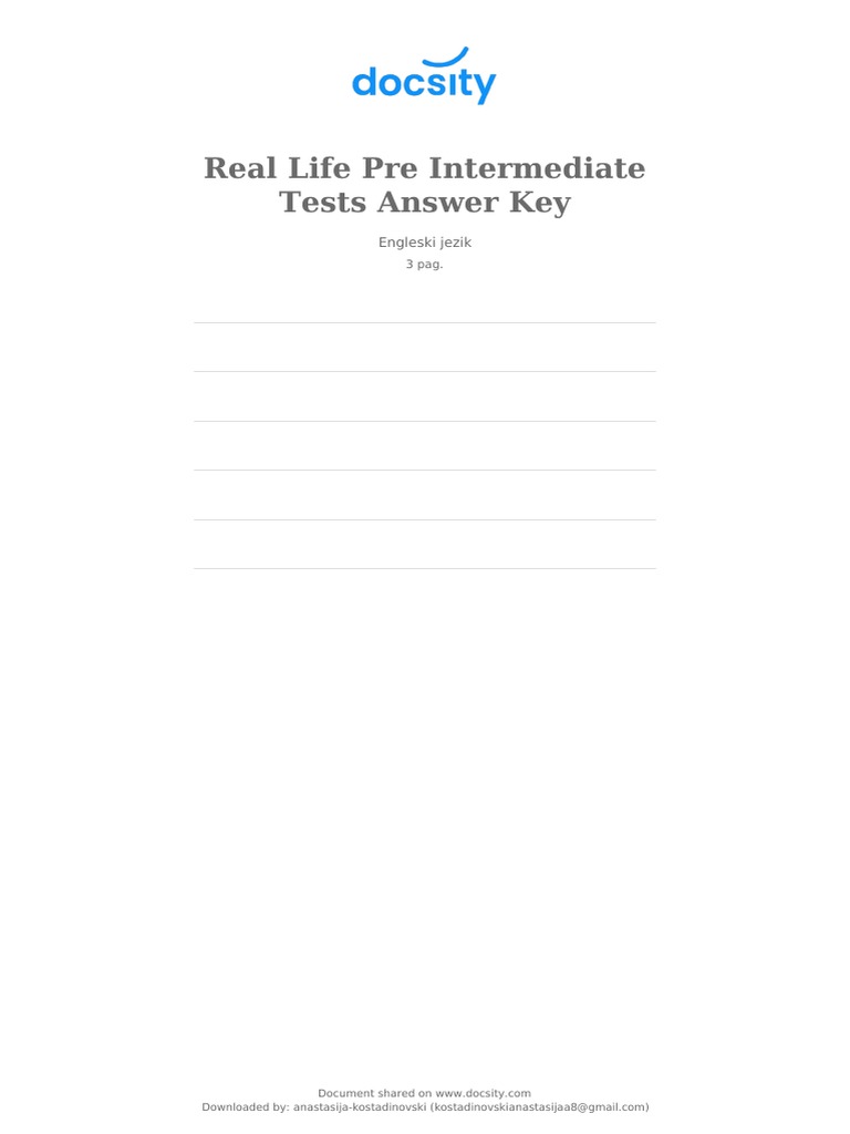 Real Life Pre Intermediate Answer Key | PDF