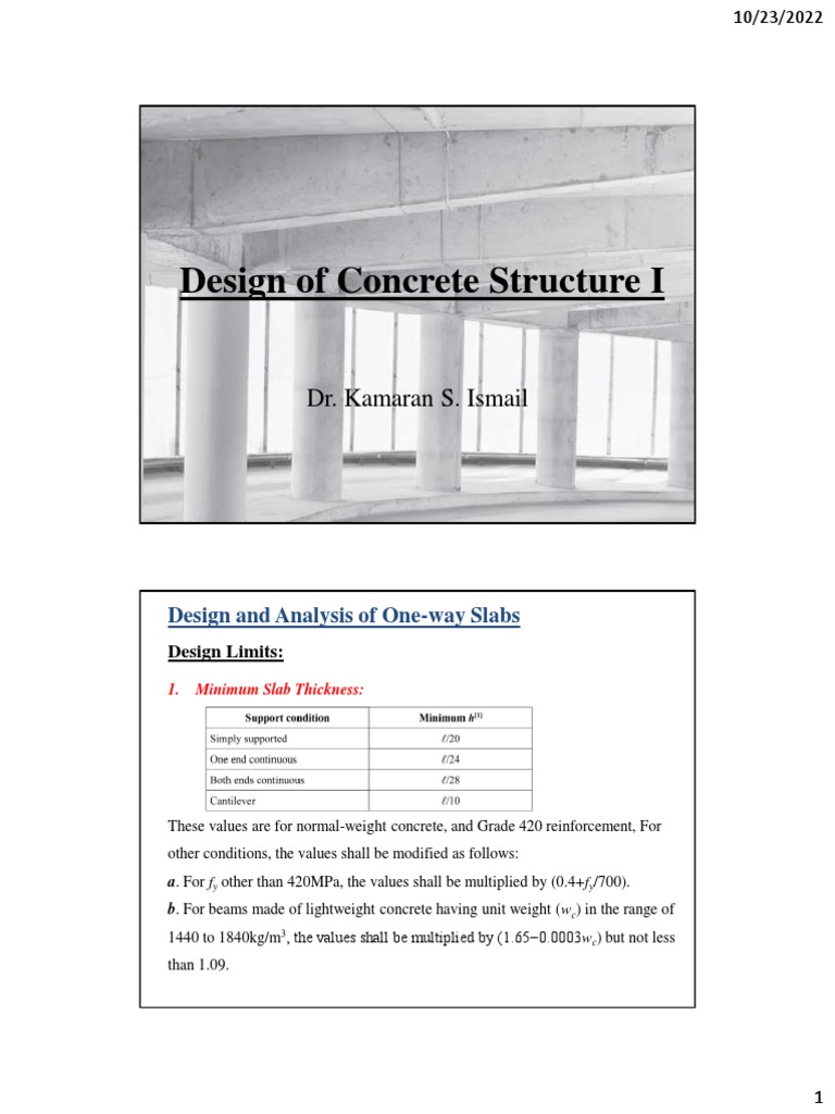2 - Design and Analysis of One-Way Slabs | PDF | Concrete | Bending