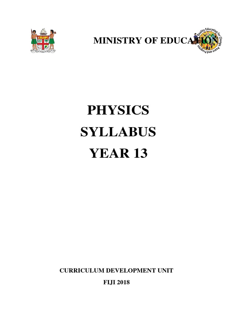 Year 13 Physics Syllabus 2018 | PDF | Rotation Around A Fixed Axis | Torque