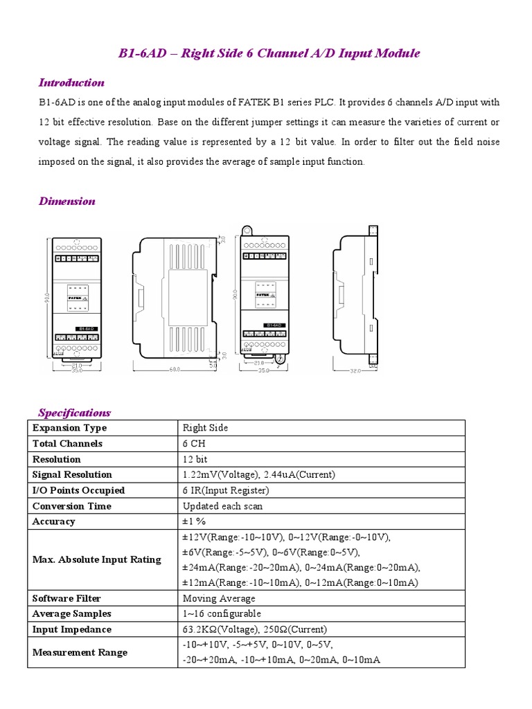 B1_6AD_Datasheet_V1.4_en | PDF | Analog To Digital Converter ...