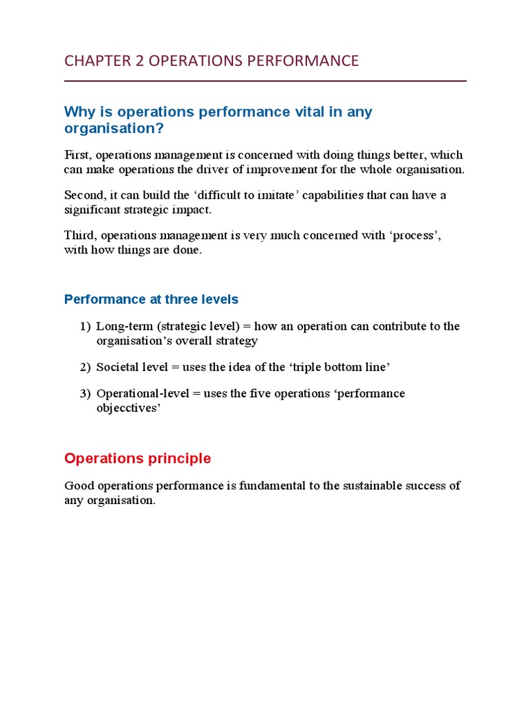 Chapter 2 Operations Performance | PDF | Corporate Social ...