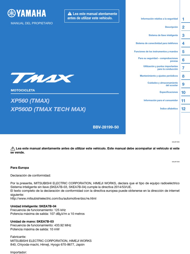 Tmax Manual Propietario 2022 | PDF | Neumático | Sistema de freno antibloqueo