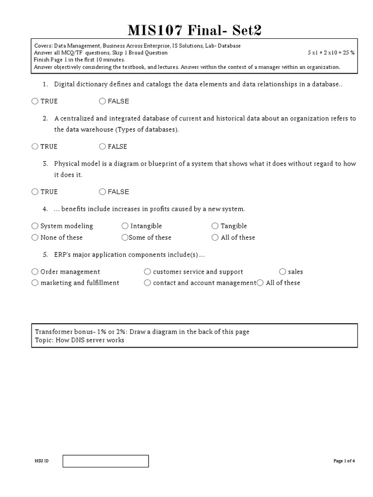 221 - MIS107 Final - Set2 | PDF | Career & Growth