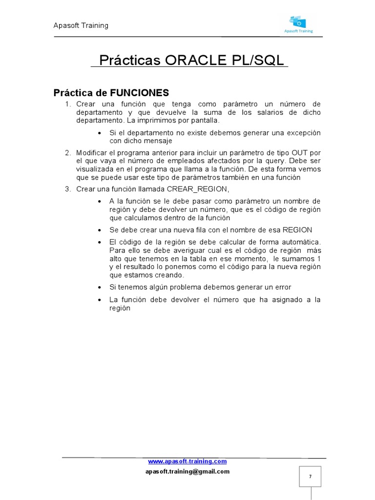 17-Practica de Funciones | PDF | Pl / Sql | Software de gestión de datos