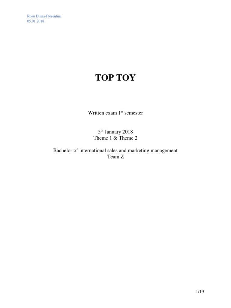 Exam Top Toy | PDF | Marketing | Letter Of Credit