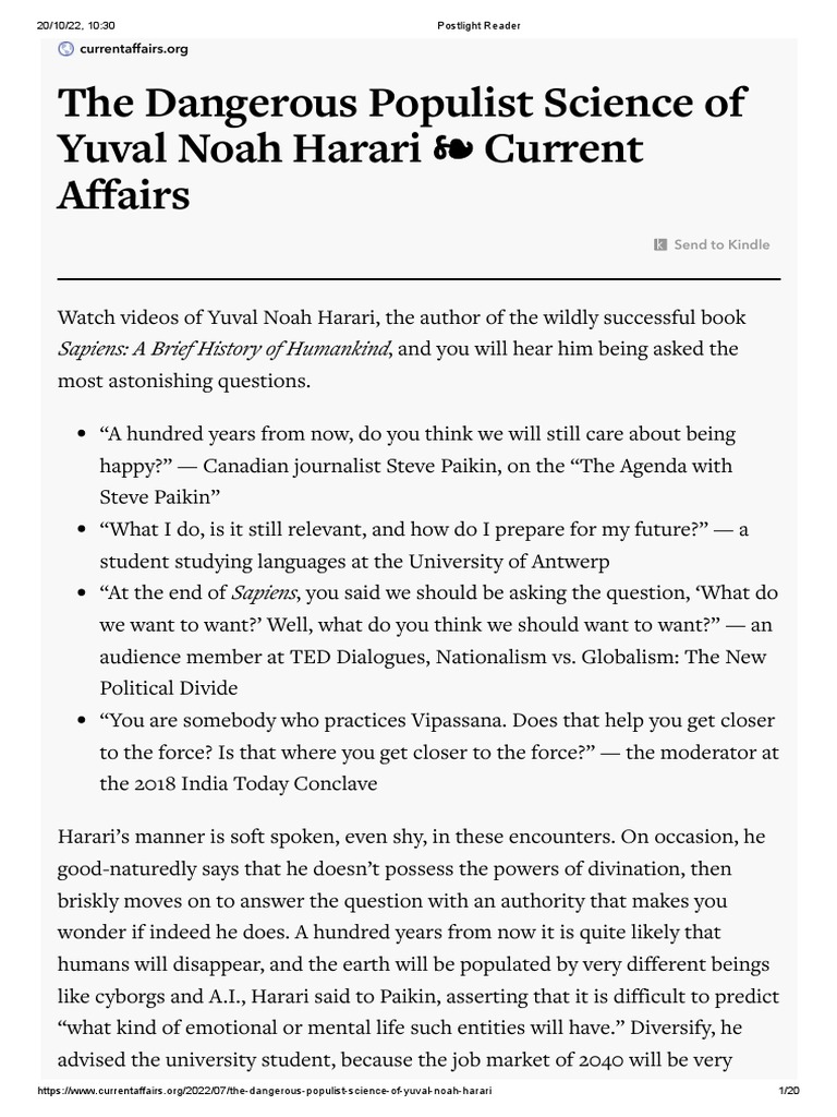The Dangerous Populist Science of Yuval Noah Harari Current Affairs ...