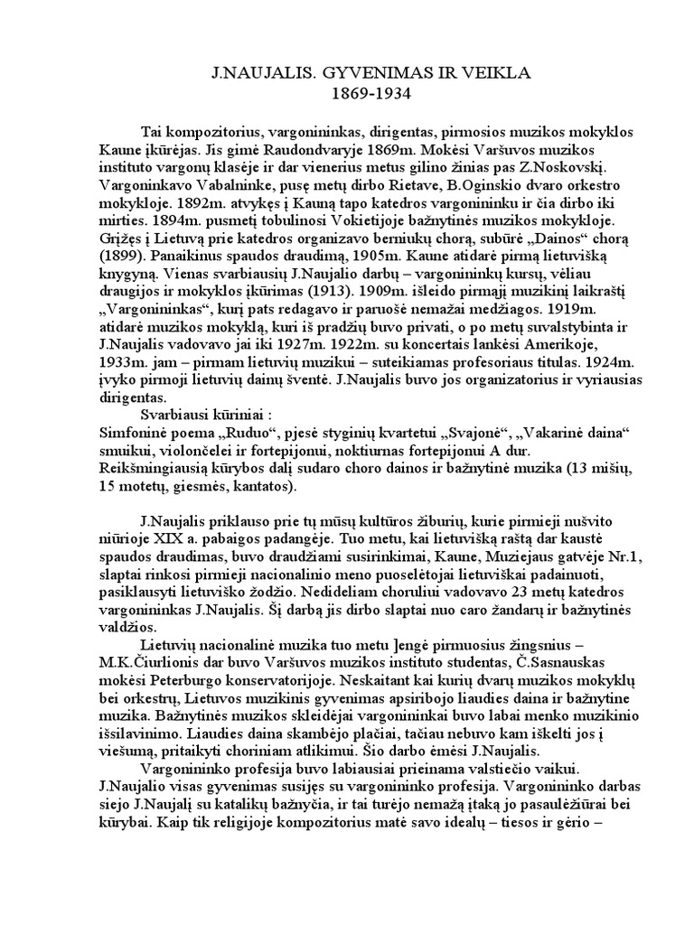 08.J.Naujalis - Gyvenimas Ir Veikla | PDF