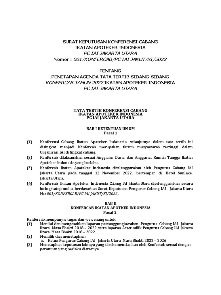 Tatib Konfercab PC Iai Jakut - 12 Nov 2022 | PDF