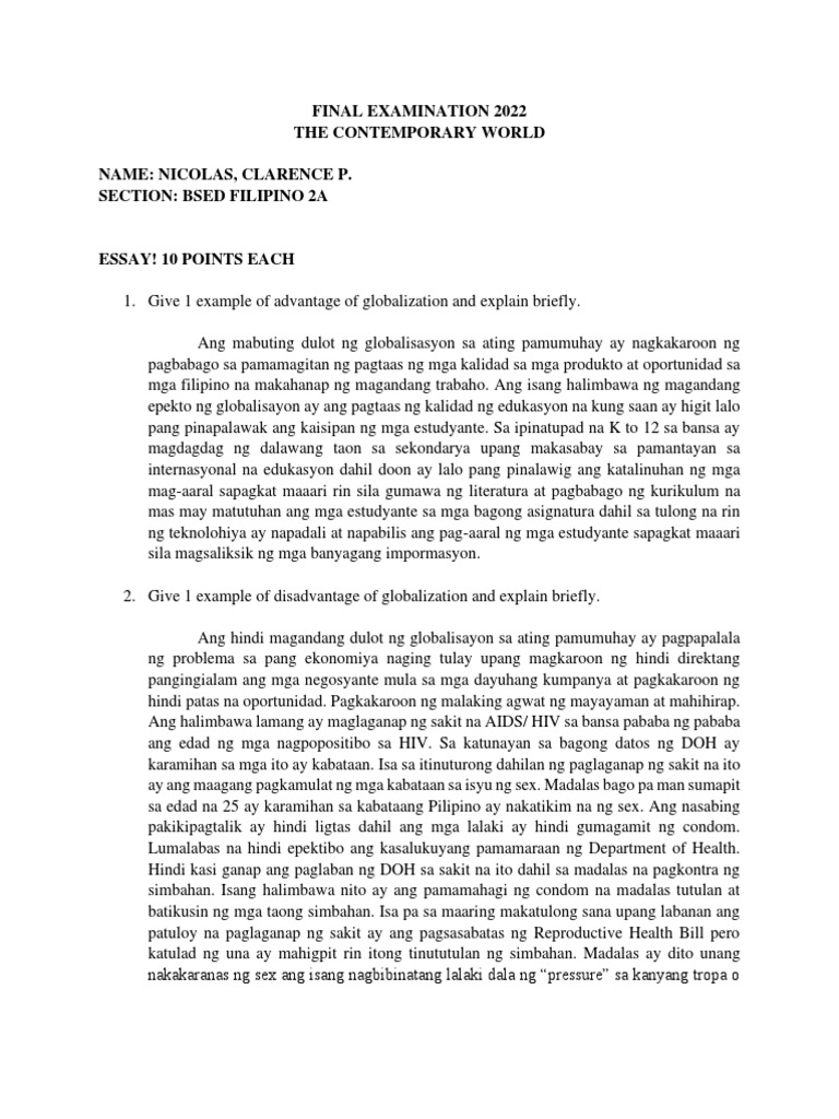 FINAL EXAMINATION in TCW 2022 | PDF