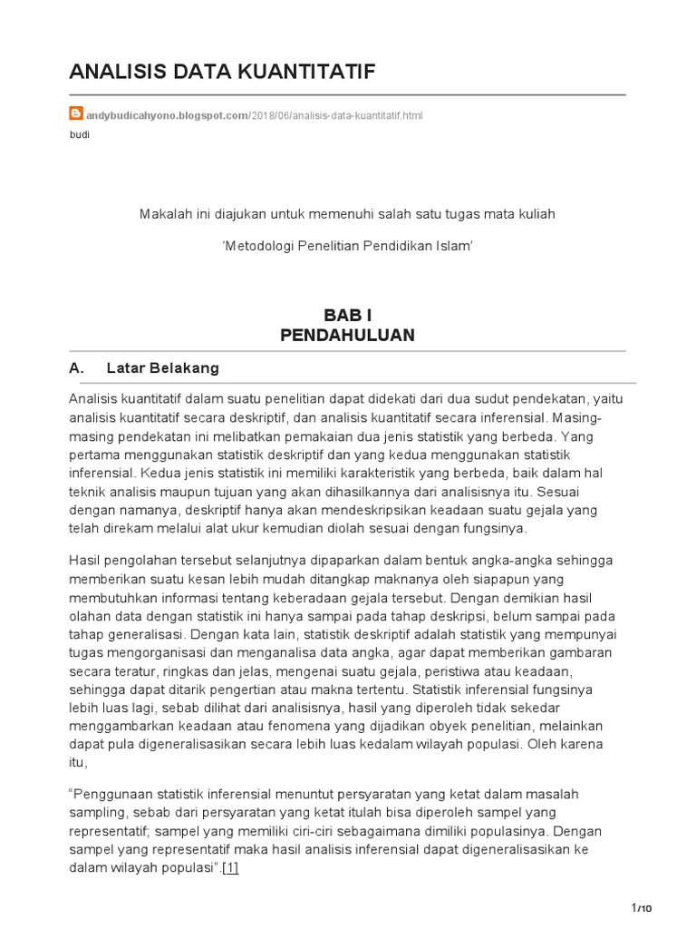 Analisis Data Kuantitatif | PDF | Karier & Perkembangan | Sains ...