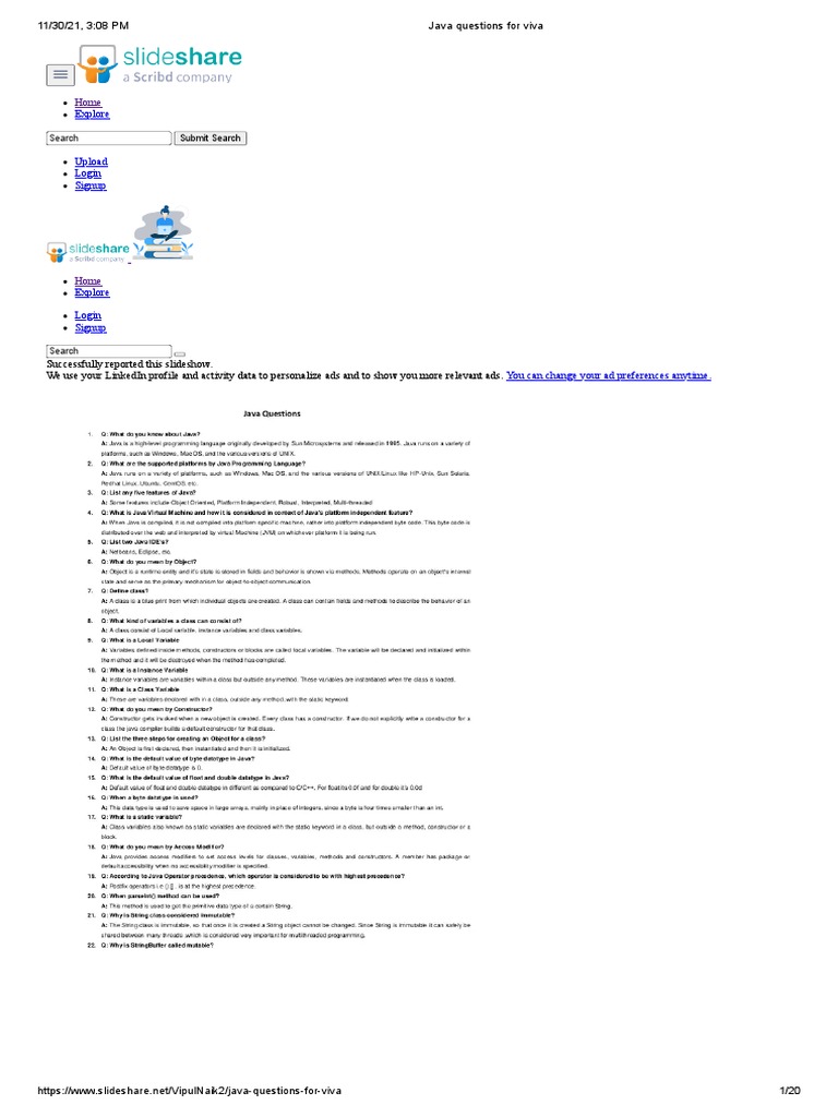 Java Questions For Viva3 | PDF | Method (Computer Programming) | Class (Computer Programming)