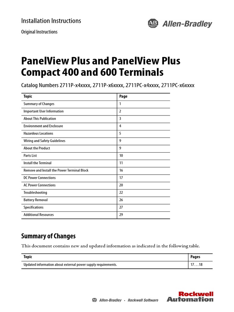 Panelview Plus and Panelview Plus Compact 400 and 600 Terminals | PDF ...