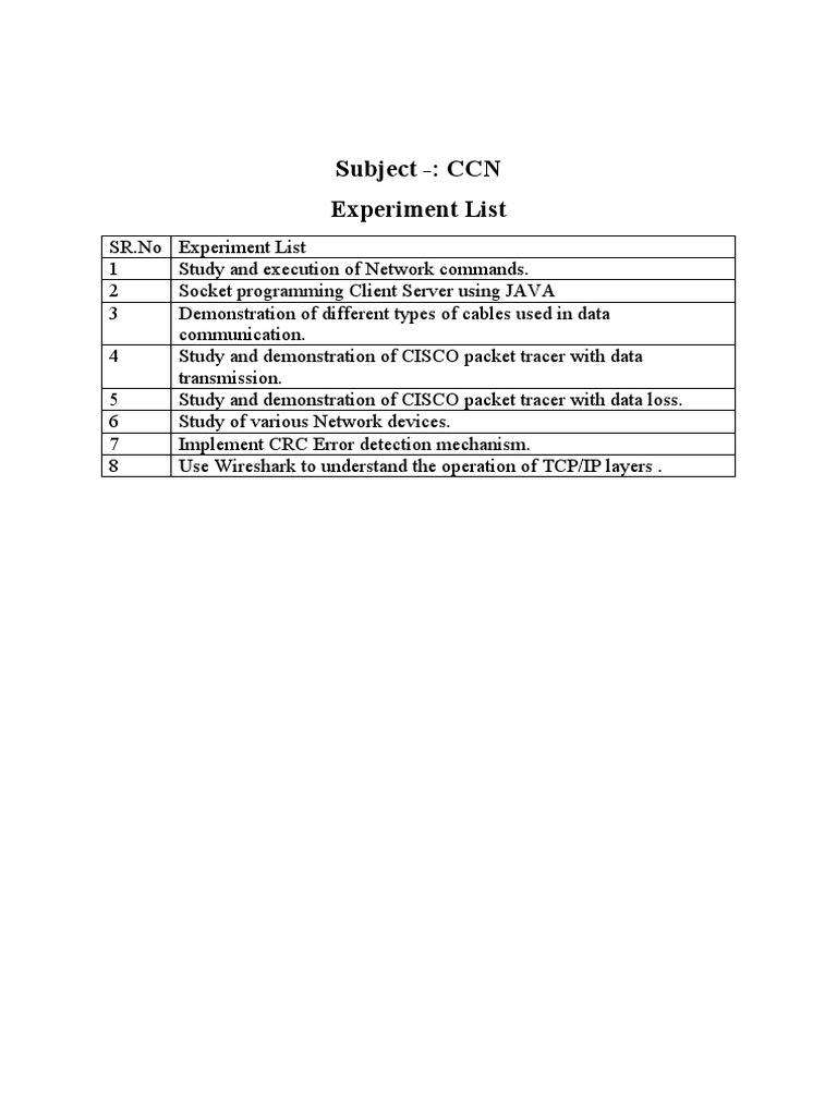 Lablist Of Ccn Pdf Transmission Control Protocol Computer Network