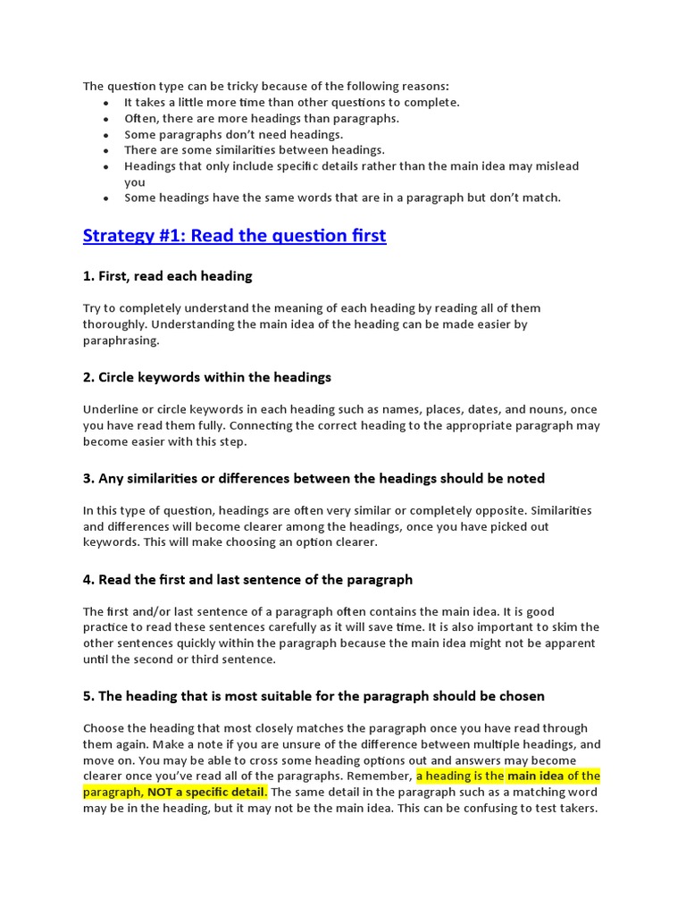 Matching Heading-Reading Exercise | PDF | Stress (Biology) | Memory