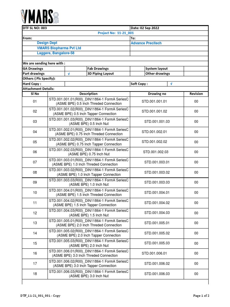 VMARS Biopharma Piping Drawings | PDF | Mechanical Engineering ...