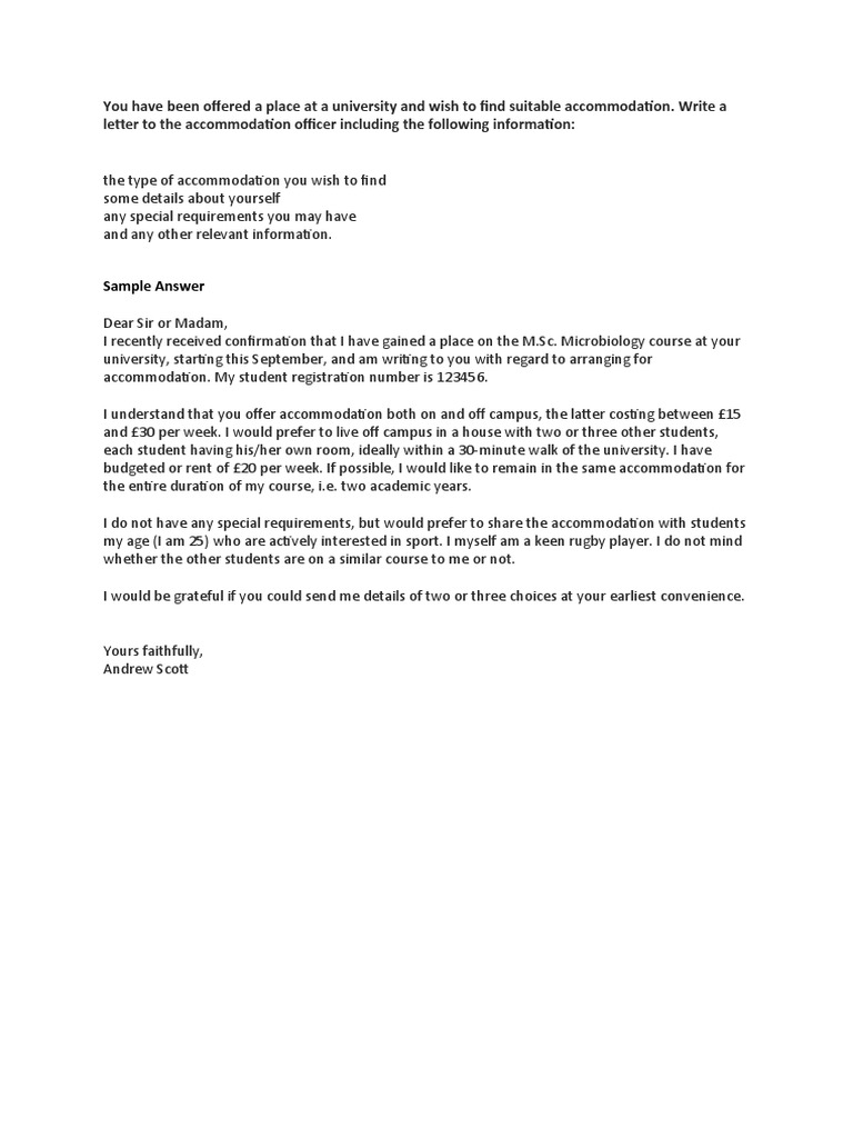 Formal - Accomodation Letter | PDF