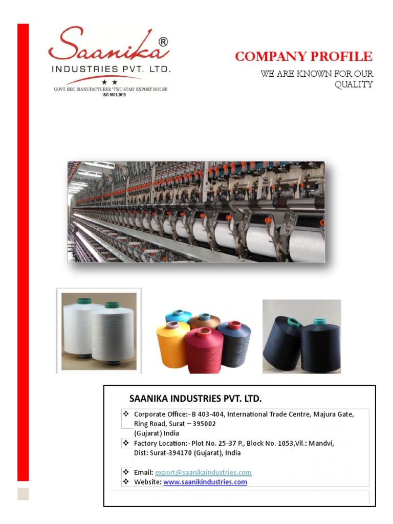 Saanika Industries PVT LTD | PDF | Textiles | Customer