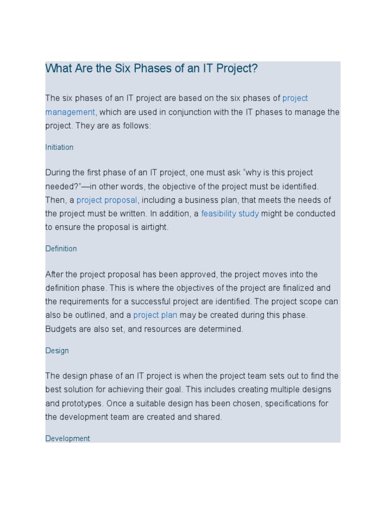 What Are The Six Phases of An IT Project | PDF | Evaluation | Economies