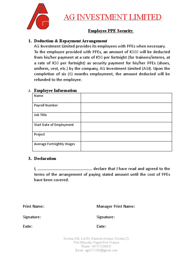 PPE Agreement(1) | PDF