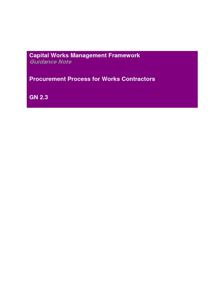 Guidance Note: Capital Works Management Framework | PDF | Procurement ...