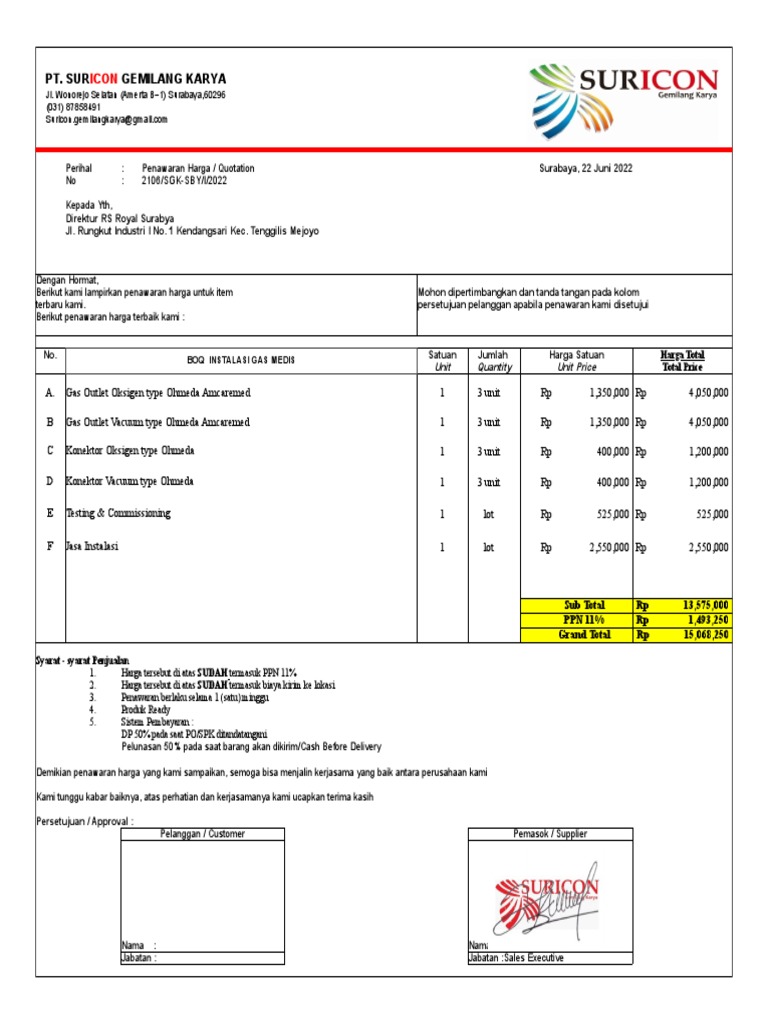 Quotation RS Royal Sby | PDF