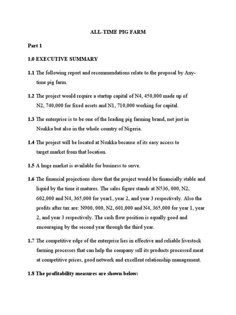Raadaa Business Plan On Pig Farming Businesspdf | PDF | Equity (Finance ...