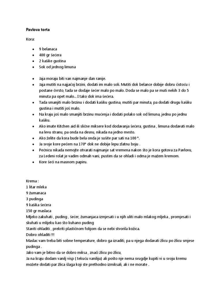 Pavlova Torta | PDF