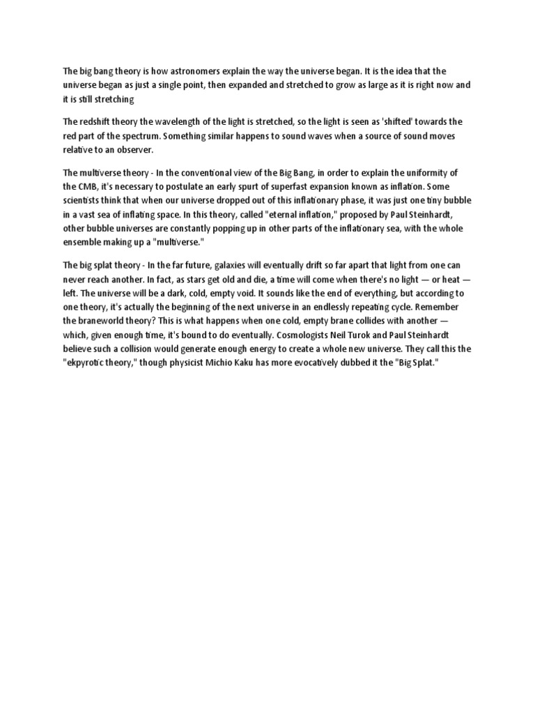 Understanding the Big Splat Theory | PDF