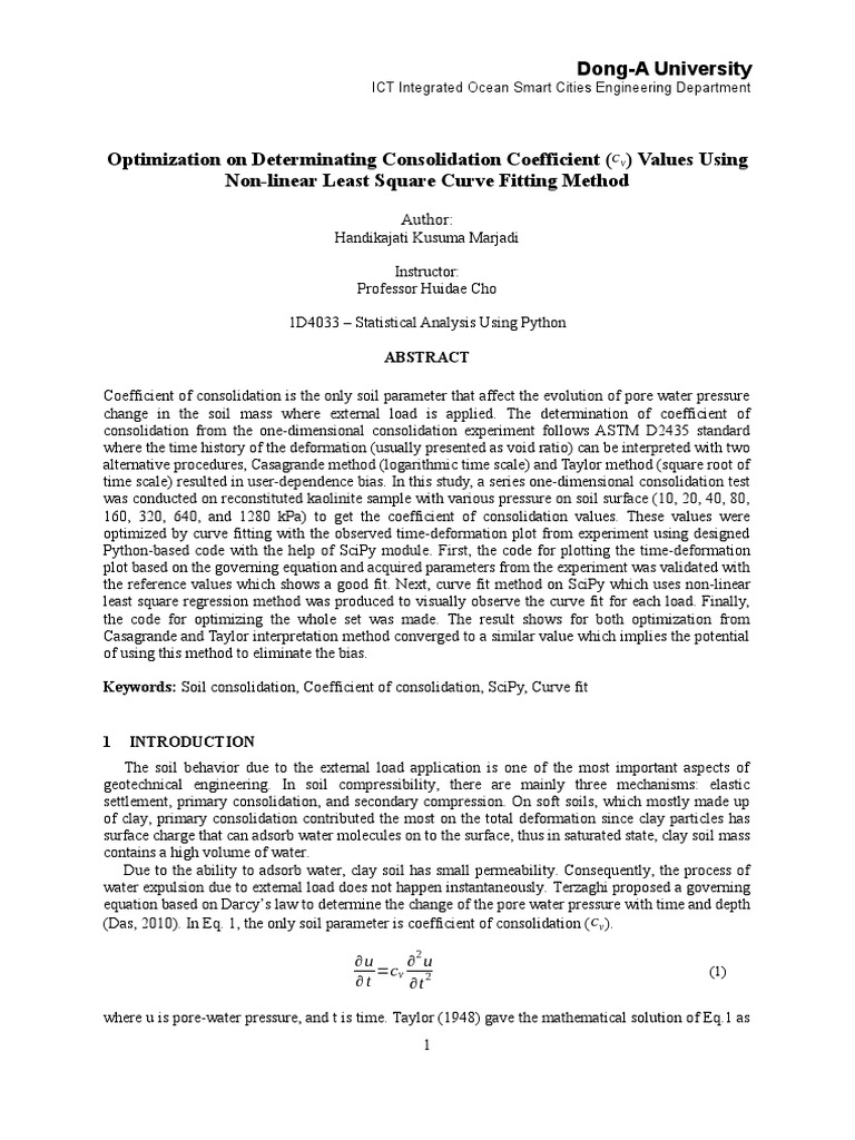 Curve Fitting Method In Consolidation Testing