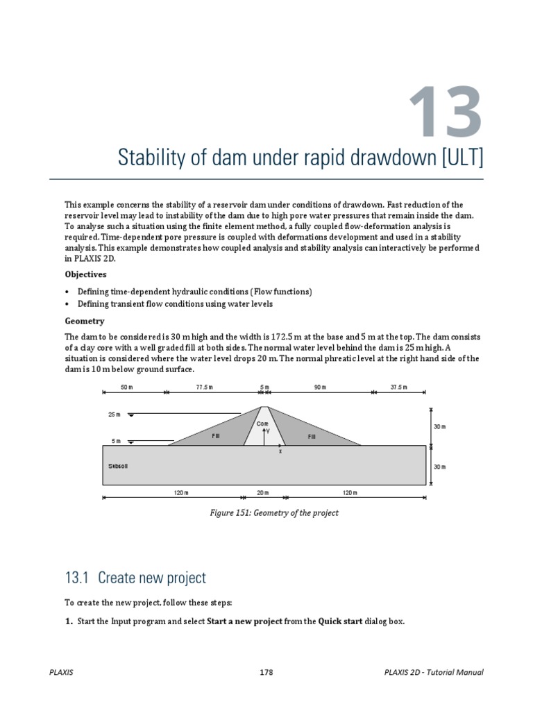 PLAXIS - 2D - CEV22 - Tutorial - 13 - Stability of Dam Under Rapid ...